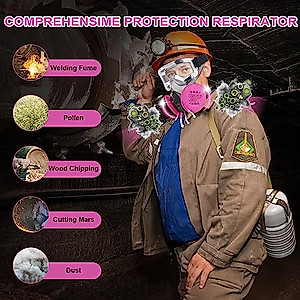 DADUMK Reusable Half Facepiece Painting Respirator, Face Cover Set Used for Paint, Dust, Chemical, Woodworking and Organic Vapor Gas