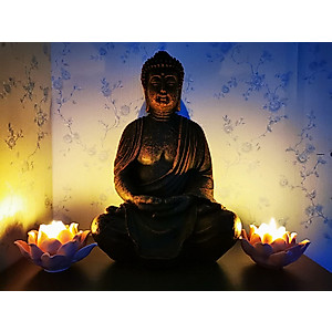 ZOWIE KING Meditating Buddha Statue for Home, 12" Buddha Decor Desk Zen Garden Buddah Decoration Home Figurine