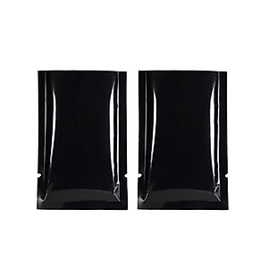 QQ Studio 100 PCS Metallic Mylar Foil Open Top Sealable Bags (7x10cm (2.7x3.9"), 100x Black)