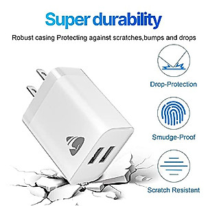 USB Wall Charger, 4-Pack USB Charger Block 2.4A/5V Dual USB Wall Plug Adapter Fast Charging for iPhone 14 13 12 11 Pro Max SE XS XR X 8 7 6 6S Plus, Samsung, LG, Moto, Android Phones