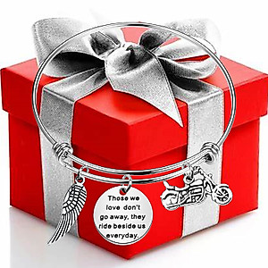 POTIY Motorcycle Memorial Gift Sympathy Jewelry Those We Love Don't Go Away Bracelet in Memory of Brother Dad Husband Gift (Bracelet)
