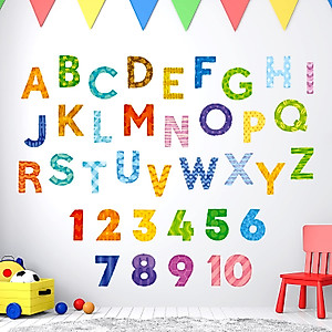 DECOWALL BA-4003 Uppercase Alphabet Letter numbers Kids Wall Stickers Wall Decals Peel and Stick Removable Wall Stickers for Kids Nursery Bedroom Living Room