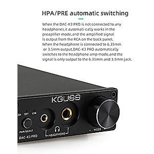 KGUSS DAC-K3 PRO USB DAC Headphone Amplifier Mini HiFi Optical/Coaxial/USB DAC Decoder Audio 24Bit 192KHz DA Converter ESS9018K2M Decoder Multifunctional Preamp Desktop Amplifier (Black)