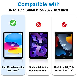 ProCase 2 Pack Screen Protector Tempered Glass for iPad 10.9 10th Generation 2022 A2696/A2757/A2777 Bundle with Slim Stand Hard Shell Case for 10.9” iPad 10th Gen 2022 Release A2696 A2757 A2777 -Navy