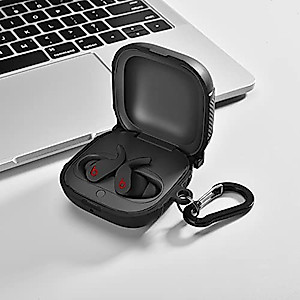 AIRSPO Beats Fit Pro Case Cover,Military Hard Shell Case for Apple Beats Fit Pro 2021 Shockproof Protective Beats Fit Pro Earbuds Case with Keychain (Black)