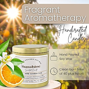 JARE CANDLES, Essential Oil Highly Scented Soy Natural Candles, Scented Candles Aromatherapy, Long +20 Hrs to +40 Hrs Burn Time, Hand Poured & Labeled in USA (11.5 oz, Sunshine)