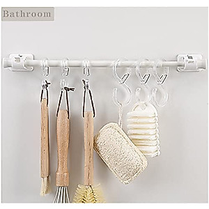 S Hooks with Safety Buckle for Hanging, Anti-Drop S Shaped Hooks, Heavy Duty Rustproof S Hangers for Kitchen Utensil, Closet Rod, Bathroom (32, Clear)