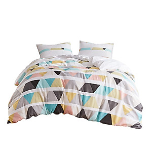 INTELLIGENT DESIGN Reversible 100% Cotton Sateen Duvet - Breathable Comforter Cover, Modern All Season Bedding Set with Sham (Insert Excluded), Storke, Colorful Stripes King/Cal King