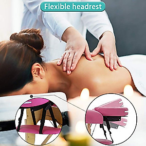 Portable Massage Table Spa Bed Folding 84 Inch Height Adjustable 2 Fold Massage Bed with Carry Case PU Leather Professional Facial Salon Tattoo Lash Bed with Face Cradle, Hold Up To 450Lbs, Pink