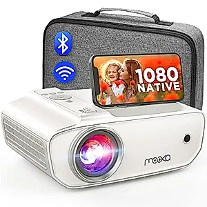 Projector with WiFi and Bluetooth, Native 1080P Projector for Outdoor Movie, 8500 Lumens, Portable Mini Projector Compatible with iPhone/Smartphone/TV Stick/Xbox/PC/Laptop w Carry Bag