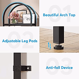 LITTLE TREE 4-Tier Arched Bookshelf, Tall Open Bookcase Storage Shelves, Wood Metal Freestanding Display Rack Tall Shelving Unit for Home Office, Bedroom, Living Room, Industrial Black