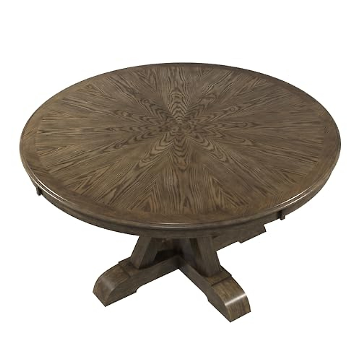 24/7 Shop at Home Van Lin Farmhouse 54-inch Solid Wood Round Dining Table with Trestle Pedestal Base, for Kitchen, Living Room, Entryway, Small Spaces, 54D x 54W x 30H in, Light Oak