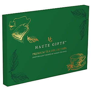 Tea Bags Sampler Assortment Variety Pack Gift Box 45 Count Tea Bags & 10 Honey Sticks - Perfect Variety - English Breakfast, Green, Black, Herbal, Chai Tea and more (Green)