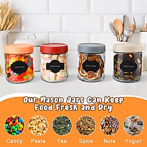 Hushee 12 Pcs 16 oz Overnight Oats Containers with Lids Wide Mouth Mason Jars Leak Proof Yogurt Containers with Lids Meal Containers for Parfait Fruit Salad Dressing Beans Sugar Storage Supplies