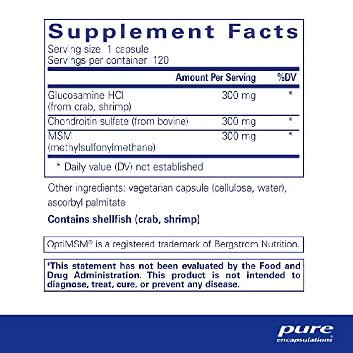 Pure Encapsulations Glucosamine Chondroitin with MSM | Supplement to Support Cartilage, Connective Tissue, and Joint Health* | 120 Capsules