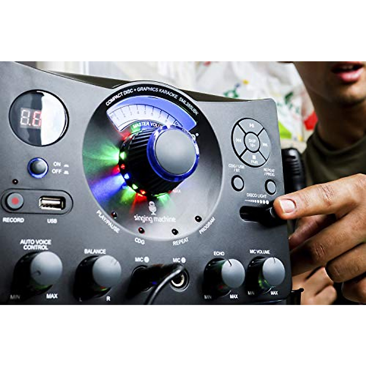 Singing Machine SML385UBK Bluetooth Karaoke System with LED Disco Lights, CD+G, USB, and Microphone, Karaoke Machine for Kids and Adults, Black [Amazon Exclusive]