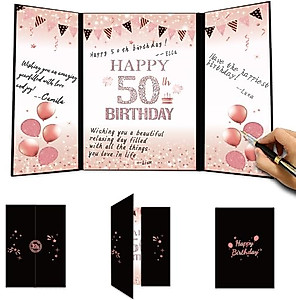 Naozinebi Rose Gold 50th Birthday Guest Book Alternative 50 Years Old Signature Guest Book Happy 50th Birthday Signature Certificate Great 50th Birthday Gifts 50th Birthday Party Supplies for Women