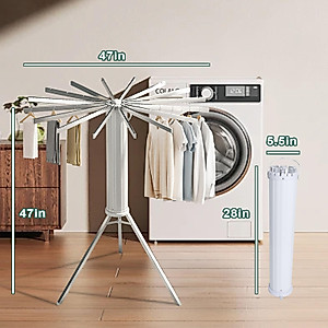 MCCKLE Tripod Clothes Drying Rack,Effortless Foldable, Space-Saving,Stylish Laundry Solution