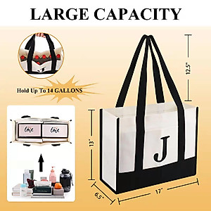 BALEINE Personalized Initial Canvas Tote Bag, ECO Friendly Multipurpose Bags for Women, Gift Bag, Beach Bag (Em)