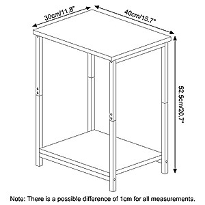 Verybegin End Table, Small Side Table with 2-Tier Storage Shelf, Wooden Nightstand, Sofa Table, Coffee Table for Small Space, Living Room, Bedroom, Modern Furniture, 20.5" H x 15.7" W x 11.8" D
