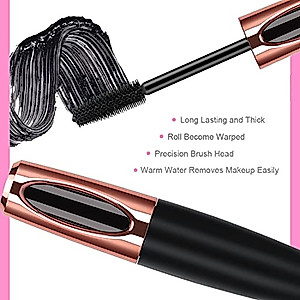 2 Pack 4D Silk Fiber Lash Mascara, Long Lasting Eyelashes, Lengthening and Thick, Waterproof & Smudge-Proof, All Day Exquisitely Full