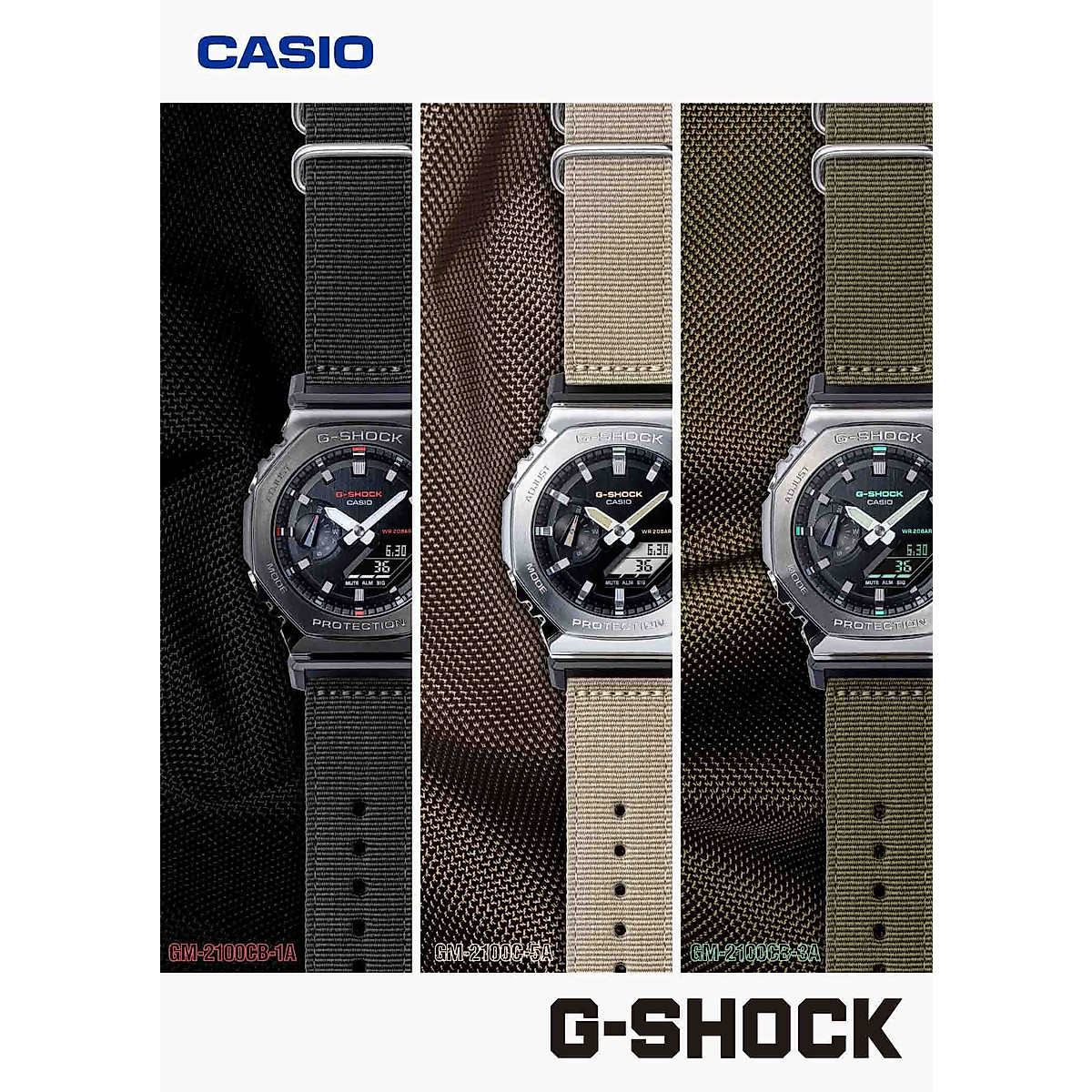 Casio GM-2100CB-3AJF [G-Shock (G-Shock) GM-2100 Cloth Band Model] Men's Watch Imported from Japan Feb 2023 Model green