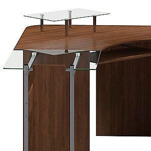 Flash Furniture Teakwood Laminate Corner Desk with Pull-Out Keyboard Tray and CPU Cart