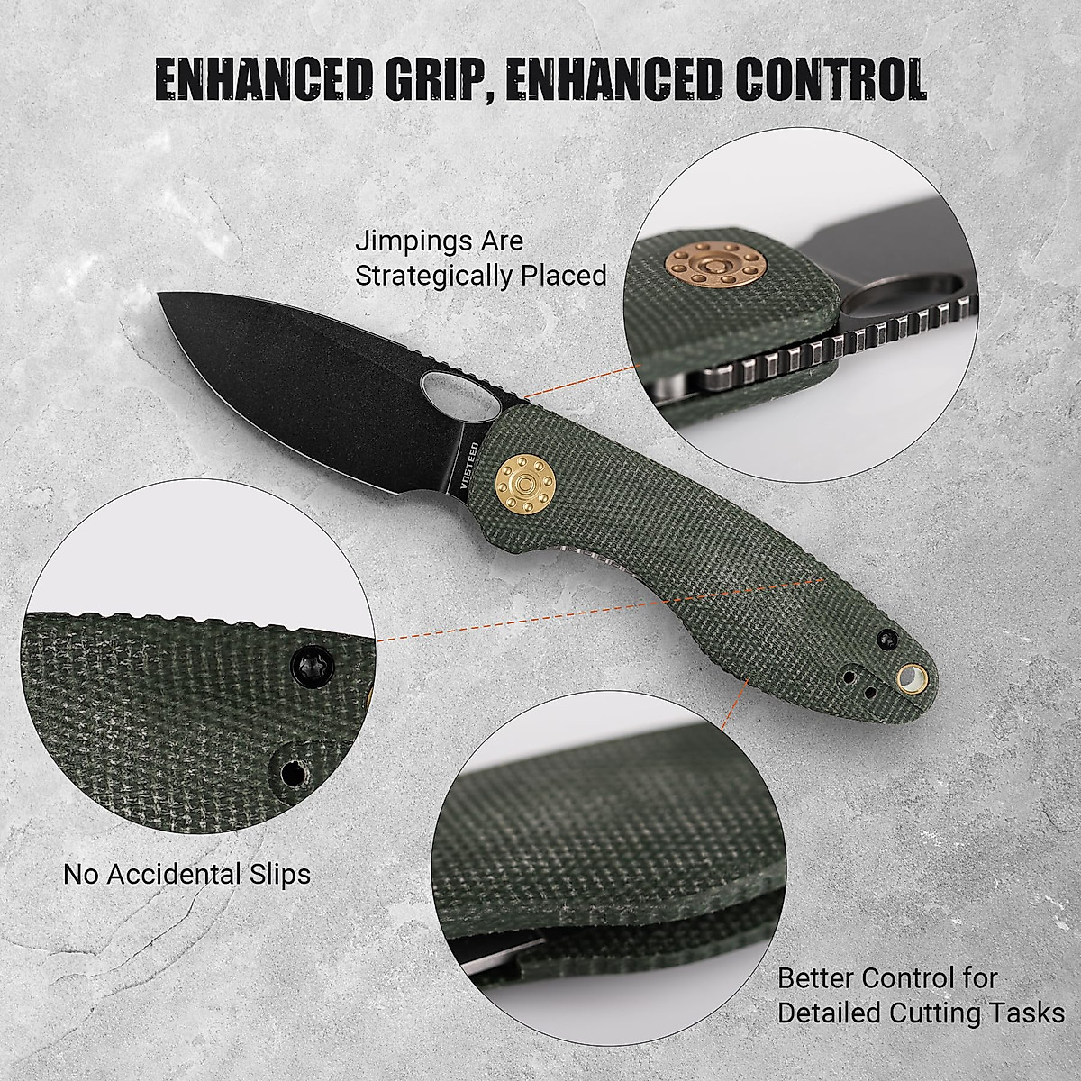 Vosteed Pocket Knife Folding Knife: 2.93" EDC Knife for Men Small Pocket Knives for Men Women Gifts Sharp Cool Pocket Knife with Clip Sandvik 14C28N Blade Micarta Handle Fathers Day Dad Gifts - Acorn