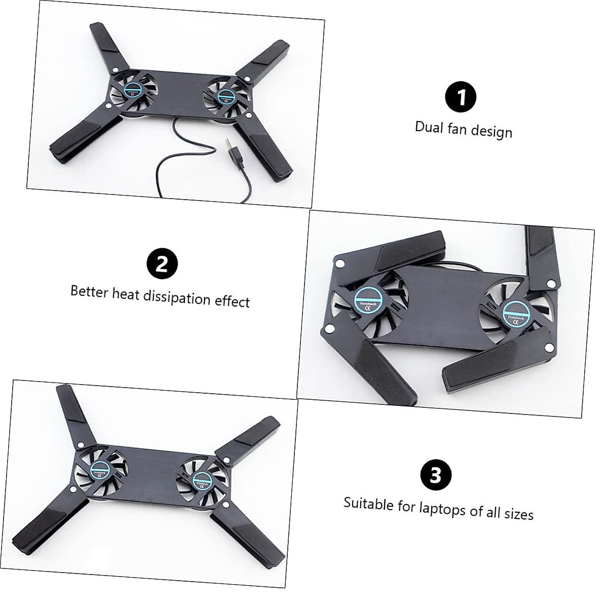 TIDTALEO 2pcs Heat Sink Anti-Slip Laptop Cooler Laptop Fan Stand Laptop Fan Cooling Stand Gaming Cooler Pad Laptop Cooler Pad Quiet Laptop Cooler Portable Fans Radiating Plate Notebook Abs