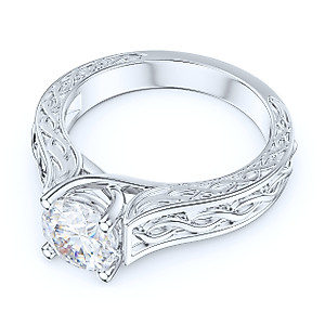 PRSTANI Sterling Silver Twisted Infinity Patterned 1CT Simulated Round Brilliant Cut Diamond Solitaire Promise Engagement Ring (7)