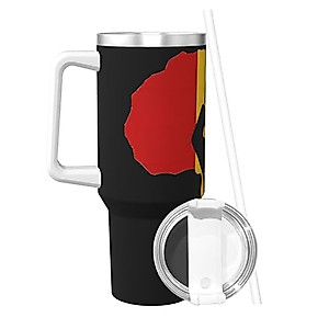 Xiexide 40oz Stainless Steel Camping African Map Black History Africa Power Rasta Color Double Walled Vacuum Insulatedith Handle And Straw,Hot & Cold Drinks