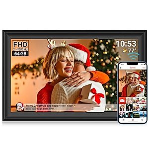 YENOCK 64GB FRAMEO 15.6 inch WiFi Digital Picture Frame 1920x1080 FHD Large Smart Digital Photo Frame IPS Touch Screen Auto-Rotate Wall Mountable Motion Sensor Share Photos/Videos Instantly via APP