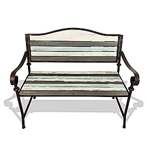 BACKYARD EXPRESSIONS PATIO · HOME · GARDEN 905148 Park Bench, Cream, Brown, Teal