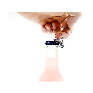 Flycheers 2 pieces Titanium alloy keychain Mini opener Beer Bottle Opener with Stainless Steel Key Rings