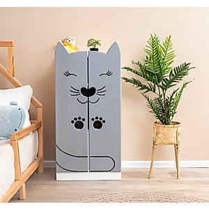 BUSYWOOD Animals Armoire – Toddler Dresser Organizer for Bedroom - Playroom Furniture - Wardrobe Closet - Kids Dresser - Montessori Armoire - Wooden Closet