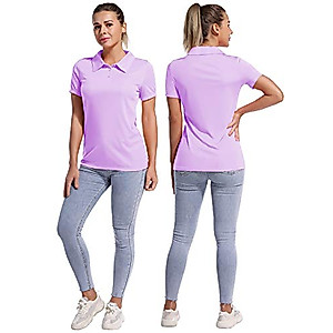 BUBBLELIME Women's Short Sleeve Polo Shirts UPF 50+ Quick Dry Moisture Wicking - Polo Neck Short Sleeve_Purple X-Large