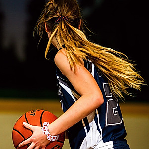 WILLBOND 20 Pcs Sport Hair Scrunchies Gifts Sports Scrunchy Elastic Silk Satin Scrunchies Hairband Ponytail Holder for Women Player Team Accessories(Basketball)