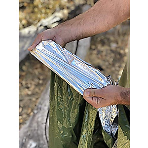 Emergency Blanket & Rain Poncho - 4 Pack, Mylar Thermal Survival Gear for Heat Retention - Lightweight - Army Green - Adventure Supply Co.