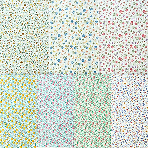 Gnognauq Floral Cotton Fabric Fat Quarter Bundles, 7 Pieces Rose Tulip Pre-Cut Fabric Multi Color Printed Quilting Fabric for Patchwork Sewing Quilting, 18x22 inches