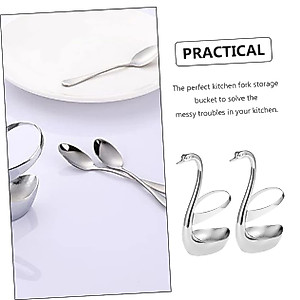 BESPORTBLE Food Fork Spoon Holder 2pcs Swan and Fork Storage Kitchen Supplies Zinc Alloy Non-slip Trailer Jack Drill Adapter