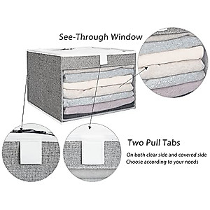 StorageWorks Closet Storage Bins with Clear Window 3 pack, 55L Closet Storage Organizer, Storage Bin with Double-Open Lid