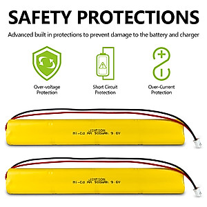 JINTION 9.6V 900mAh Rechargeable AA NiCD Batteries Replacement Battery for AA 900mAh Emergency/Exit Light/Fire Exit Sign