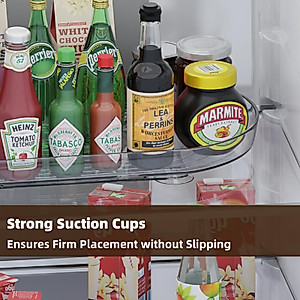 Lazy Susan for Refrigerator, Growfessor Refrigerator Lazy Susan with Unique Anti-Slip Design – Rectangular, Easy Glide with 4 Strong Suction Cups, 15.75" X 11" – Premium Refrigerator Storage Solution