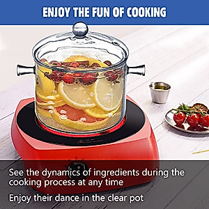 LIMOEASY Glass Pots for Cooking on Stove, 1.5 Quart Clear Pots for Cooking, Simmer Pot for Stove Potpourri, Glass Saucepan with Cover, Heat-Resistant Glass Cookware for Pasta, Soup, Milk, Baby Food