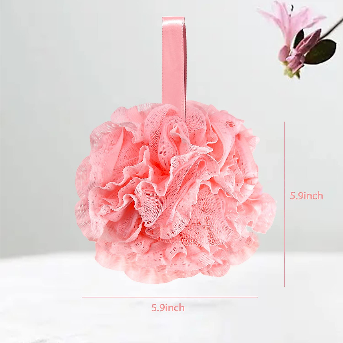 LYFONDYI Shower Puff Bath Sponge Shower Loofahs for Body wash Color Pouf Ball Exfoliating Body Scrubber Set of 3(Red & Green & Blue)