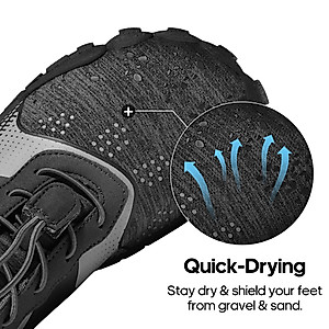 NORTIV 8 Mens Quick Dry Barefoot Aqua Shoes - Outdoor Water Shoes for Swim, Beach Sports, Fishing, Hiking, Diving, Surf, Dark/Grey - 9.5 (TREKMAN-1)
