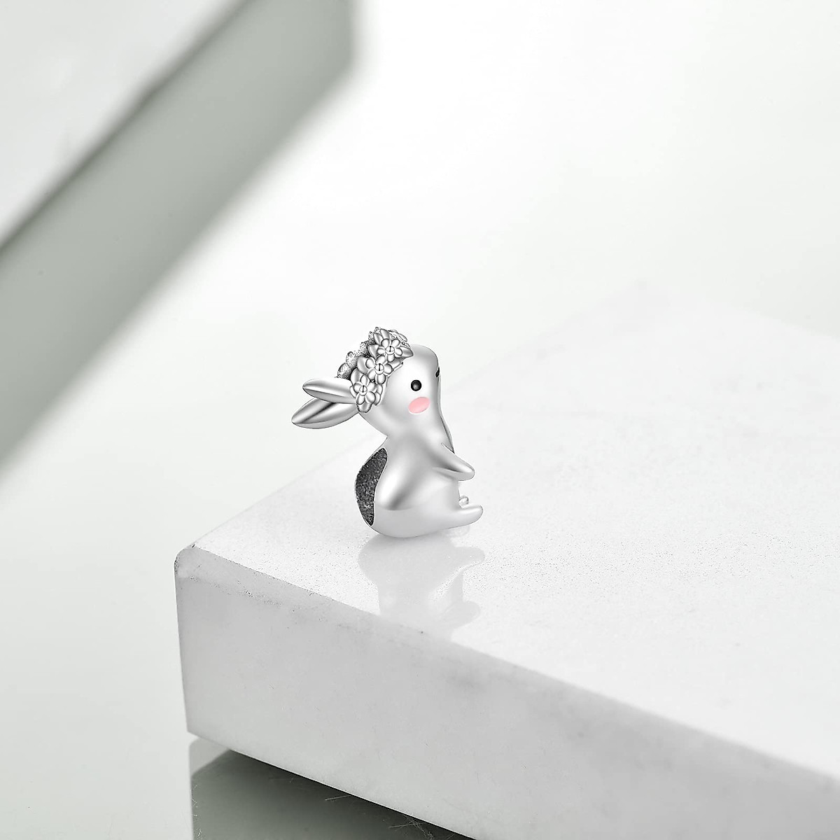 EXRANQO Rabbit Charms for Charms Bracelet 925 Sterling Silver Bunny Beads Birthday Presentsfor Animal Lovers and Women