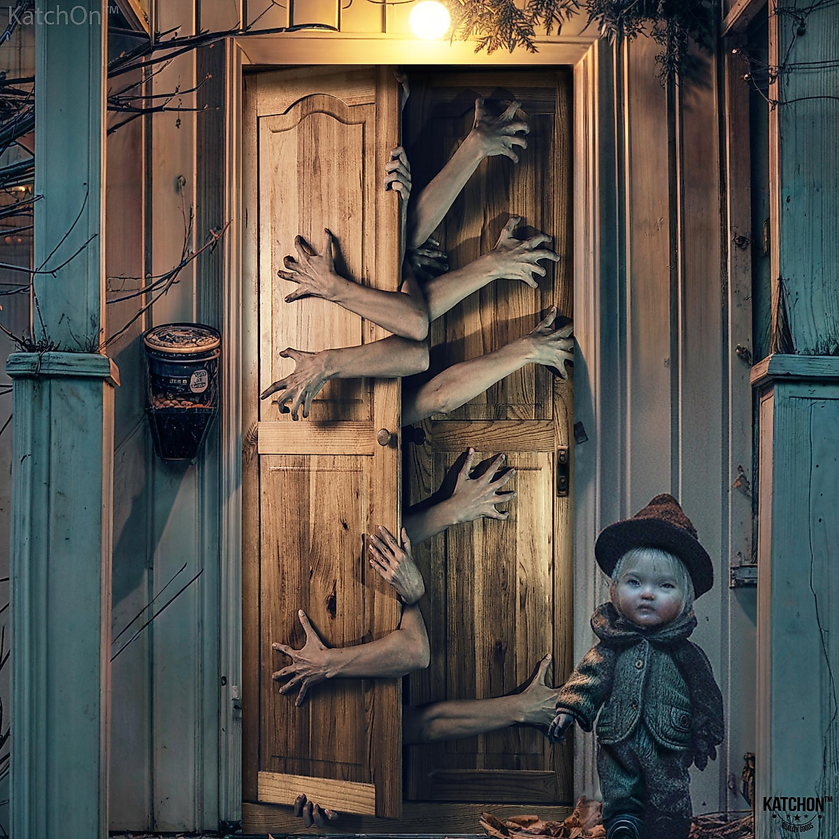 KatchOn, 3D Halloween Door Stickers - 79x30 Inch | Halloween Door Decorations, Halloween Door Decals for Halloween Decorations Door | Halloween Front Door Stickers for Halloween Party Decorations