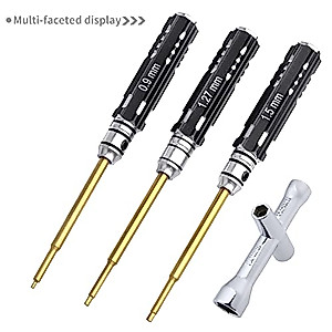 Hobbypark Mini RC Allen Wrench Set 0.9mm 1.27mm 1.5mm Hex Driver Screwdrivers & Wheel Nut Wrench for Axial SCX24 1/24 RC Crawler Car Tools