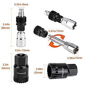 Oumers Bicycle Crank Puller Tool Set, Bike Crank Extractor+16mm Spanner Wrench+Bike Bottom Bracket Remover+Lengthen Allen Key Wrench +Square Head,Bike Repair Kit for all Cycling Enthusiasts